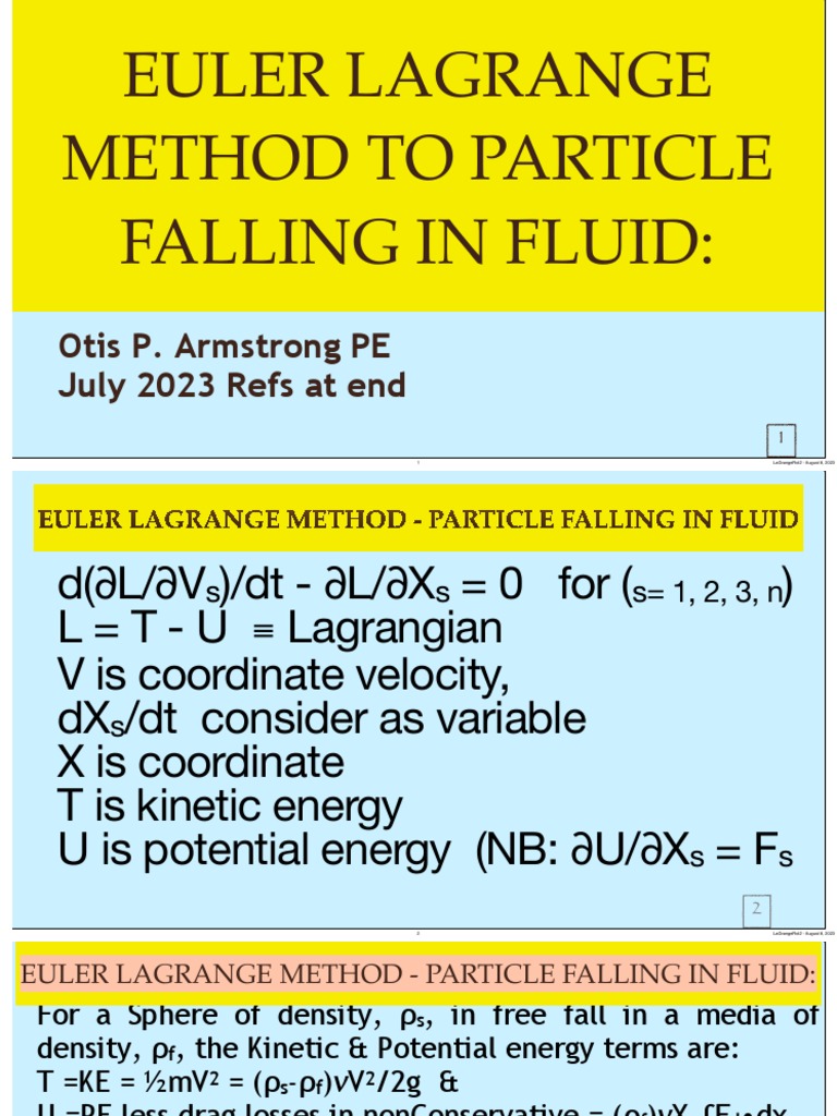 LaGrange Method Finds Sphere Terminal Velocity | PDF | Lift (Force) | Drag (Physics)