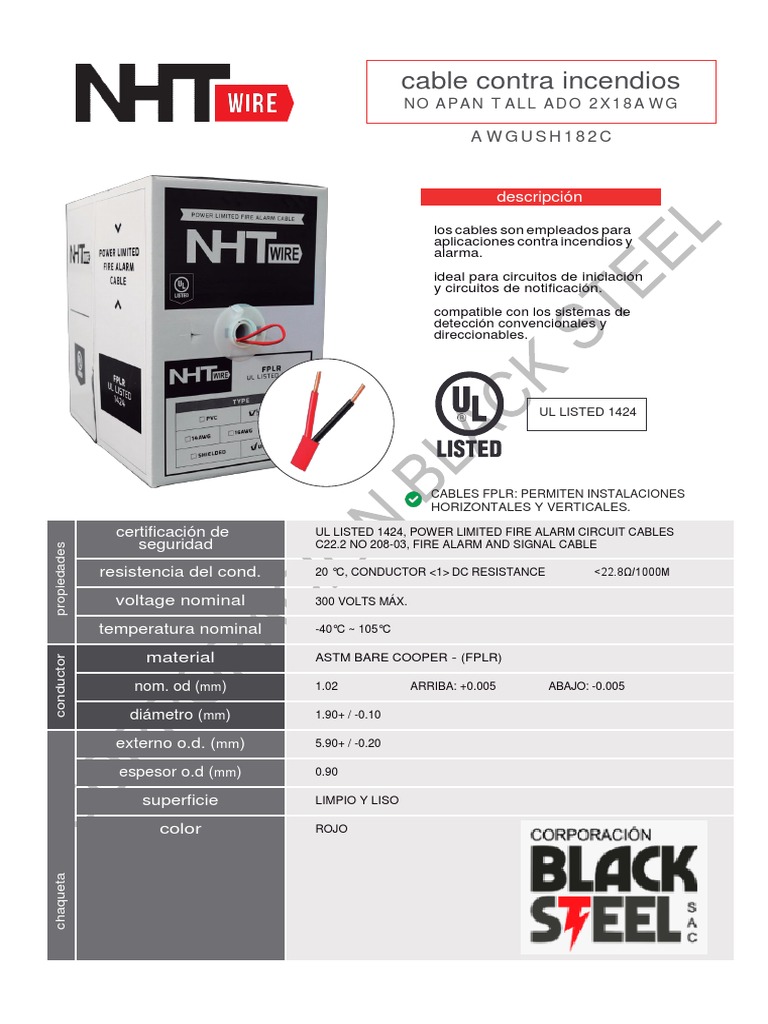 Ficha Tecnica NHT 2X18 | PDF | Ingenieria Eléctrica | Electromagnetismo