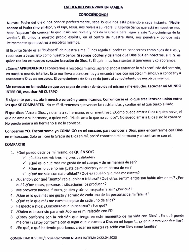 Encuentro para Vivir en Familia | PDF Encuentro para Vivir en Familia | PDF