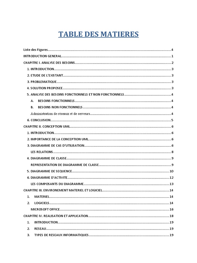 Table des matières pour PFE | PDF