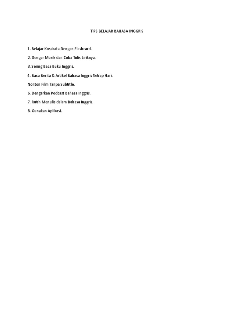 Tips Belajar Bahasa Inggris Pdf