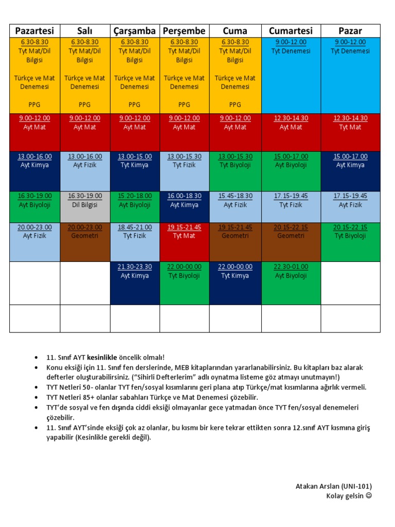 11.sınıf Yaz Programı | PDF