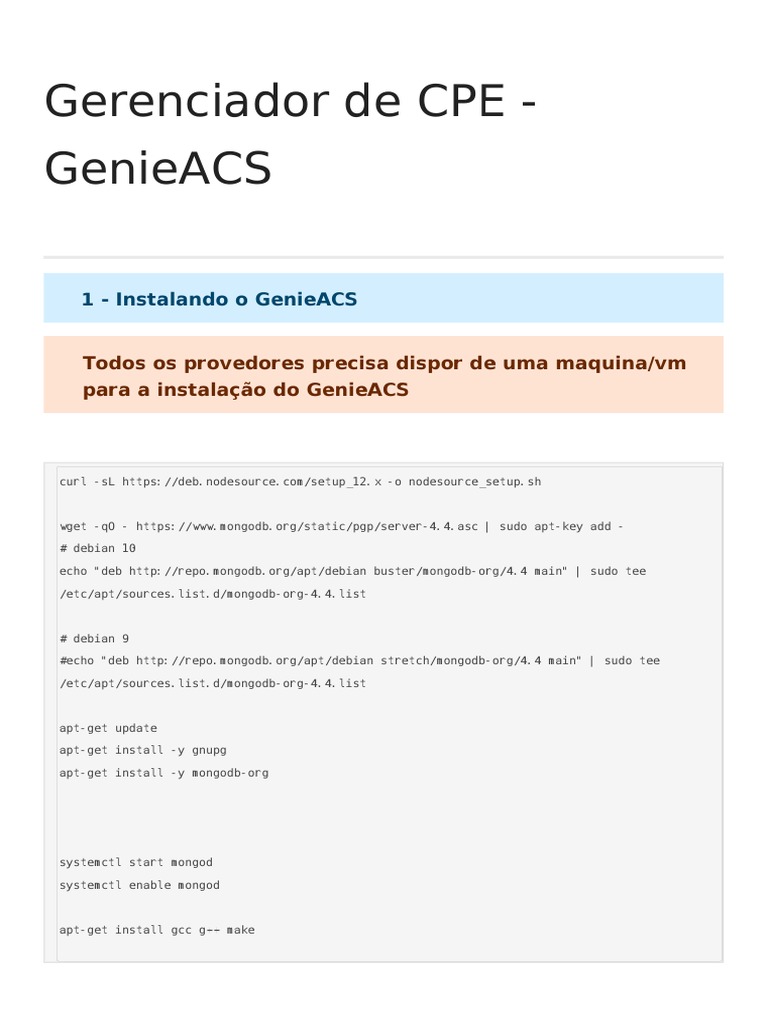 GenieACS Installation and Configuration Guide | PDF | Computing | Software