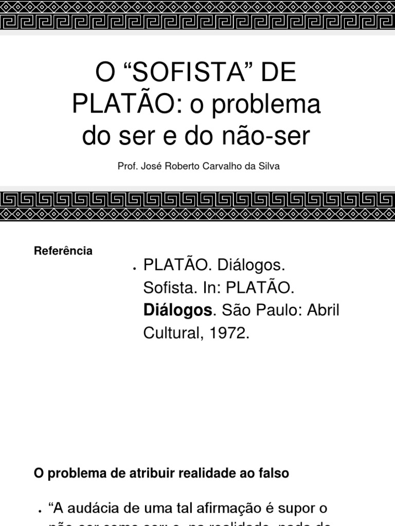 O Sofista (Platão) - Slides | PDF