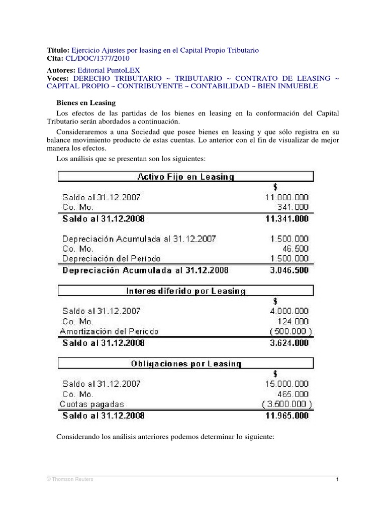 Ejercicio Ajuste Leasing en El CPT | PDF