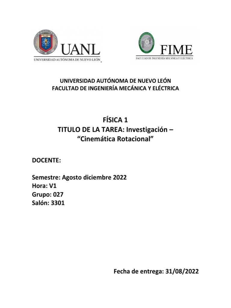 Investigacion Cinematica Rotacional | PDF
