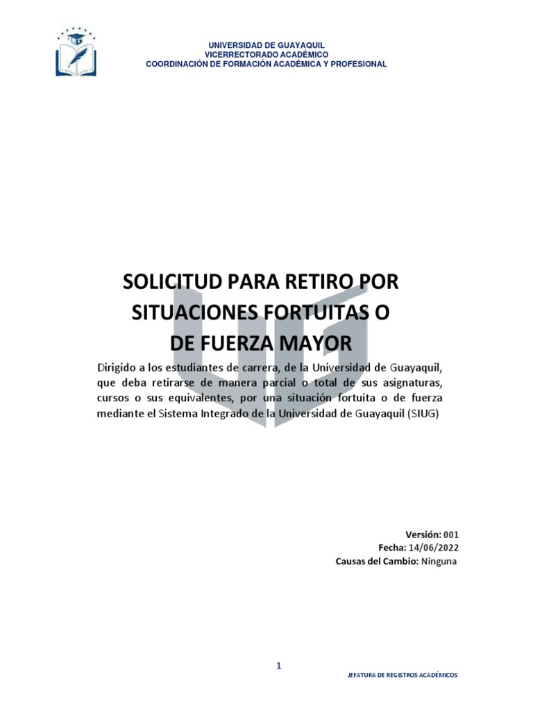 Manual Retiro Por Caso Fortito o Fuerza Mayor | PDF