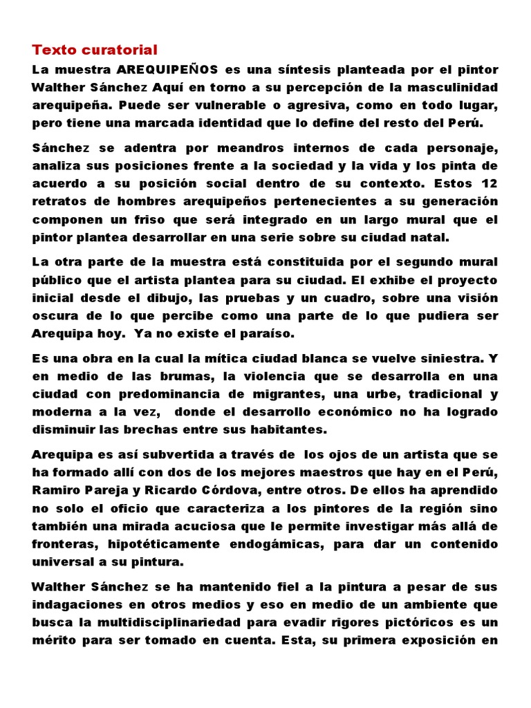 Texto Curatorial | PDF | Arte | Clásicos