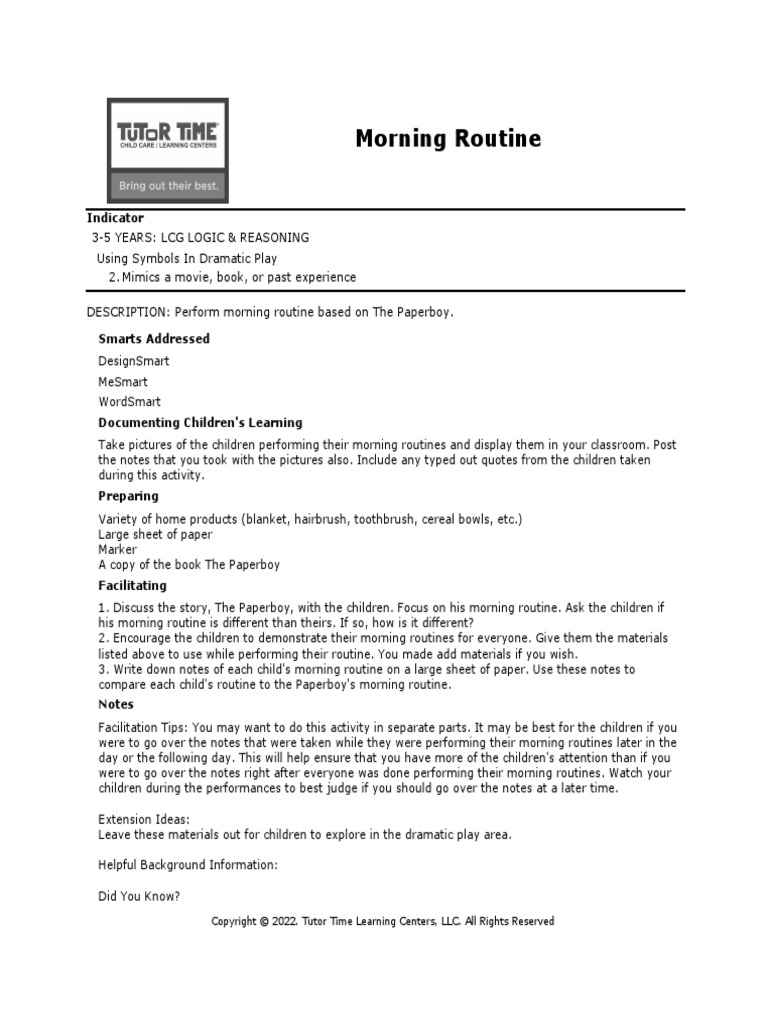 Morning Routine | PDF