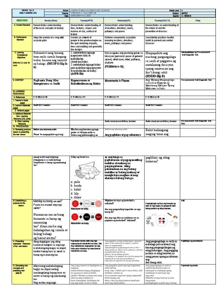 WEEK8 DLL MAPEH | PDF
