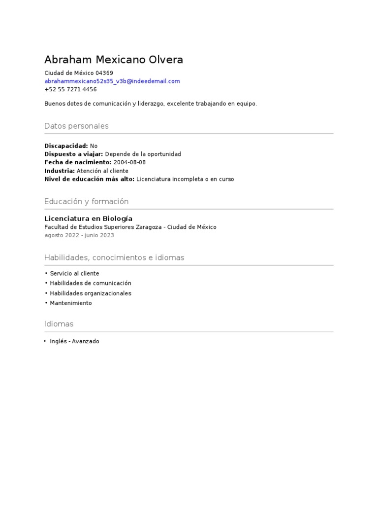 Cv Abraham Mexicano Olvera | PDF