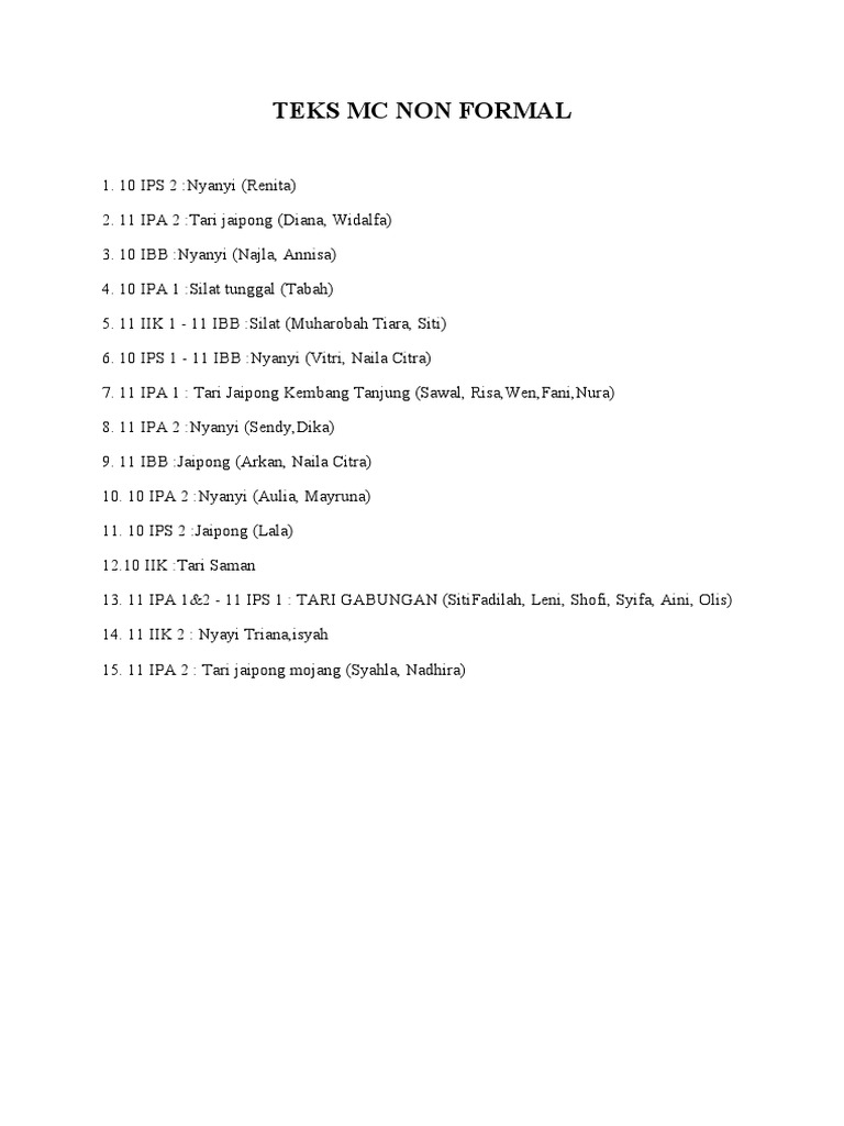 School Performance Arts Schedule | PDF