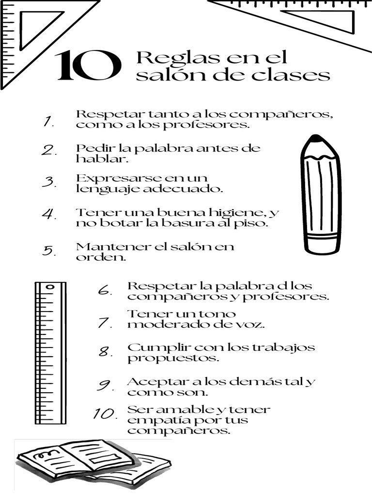 Reglas para un Salón de Clases Ordenado | PDF | Artes del Lenguaje y ...
