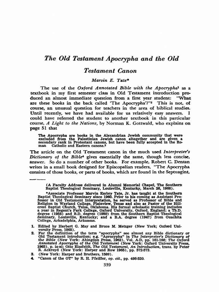 The Old Testament Apocrypha and The Old Testament Canon | PDF ...