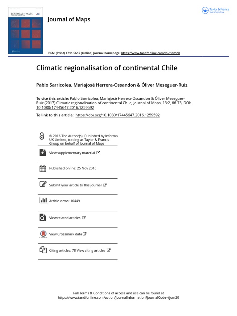 Sarricolea Et Al, 2017, Climatic Regionalisation of Continental Chile ...