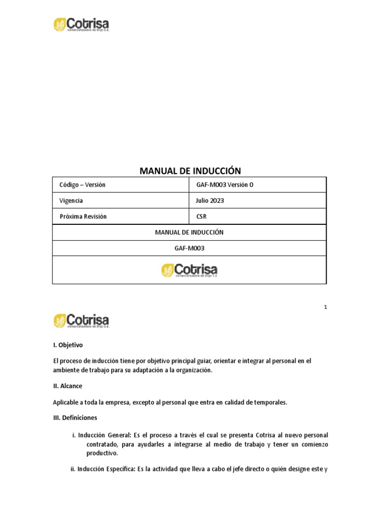 Manual de Inducción | PDF