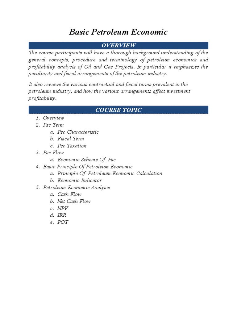 Basic Petroleum Economic | PDF