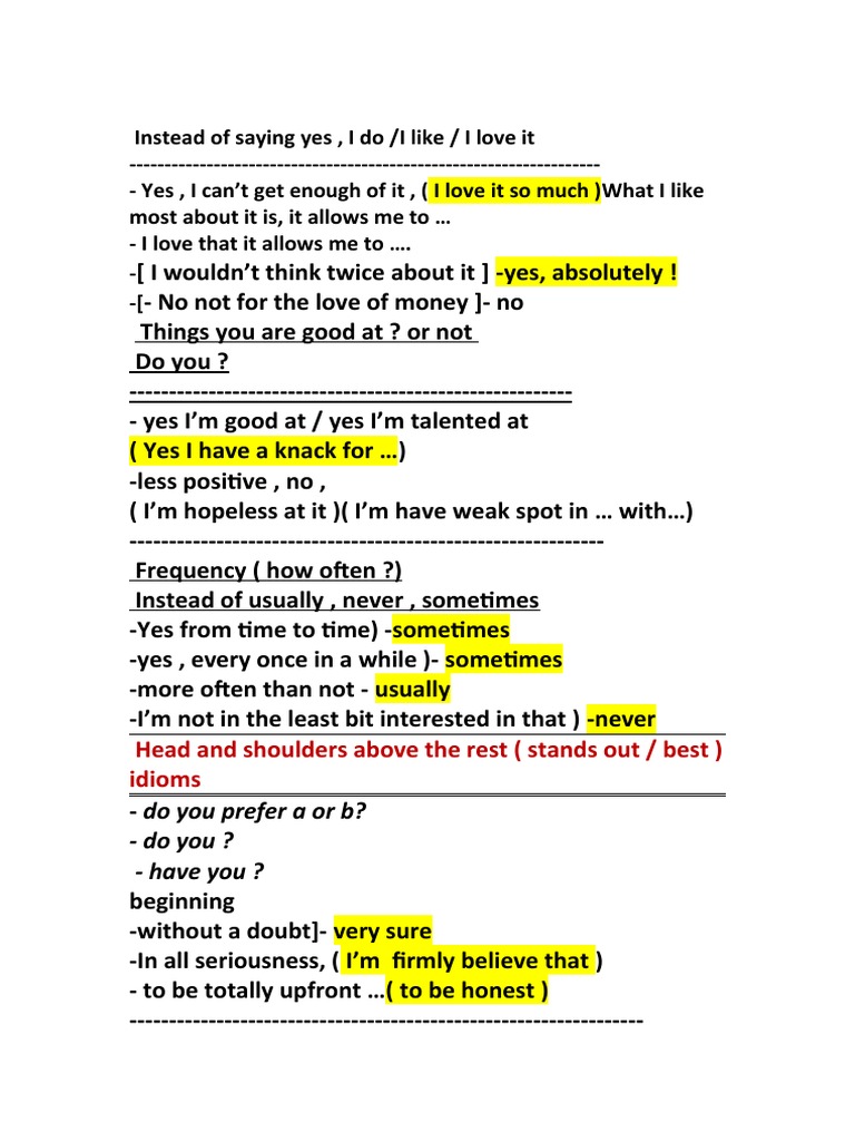 Phrases To Use in Answering | PDF | Language Arts & Discipline | Self ...