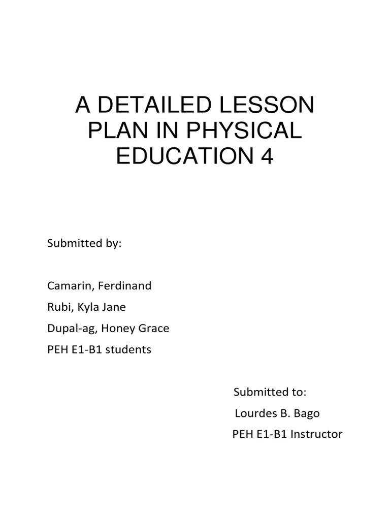 Detailed Lesson Plan in Physical Education 4 | PDF