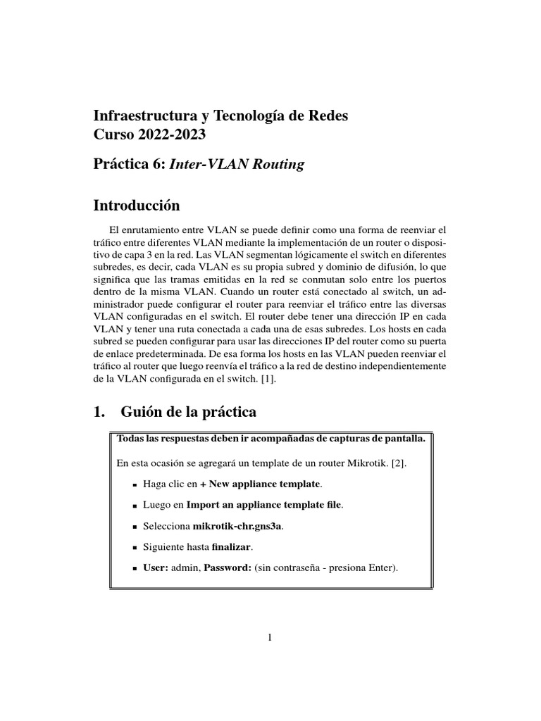 Práctica 6 - Inter VLAN Routing | PDF Práctica 6 - Inter VLAN Routing | PDF