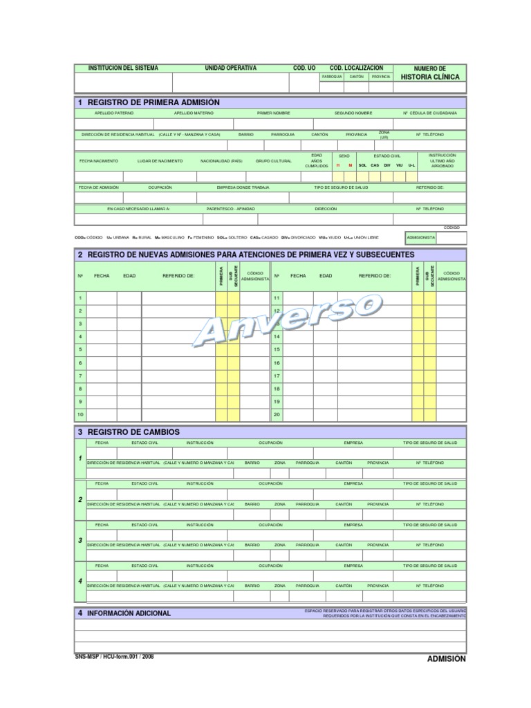 Formularios Básicos en Enfermería | PDF | Diagnostico medico | Historial médico