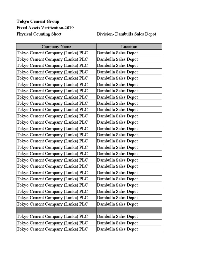 Fixed Asset Verification_2019_Sales Depots (2) | PDF | Chair | Design