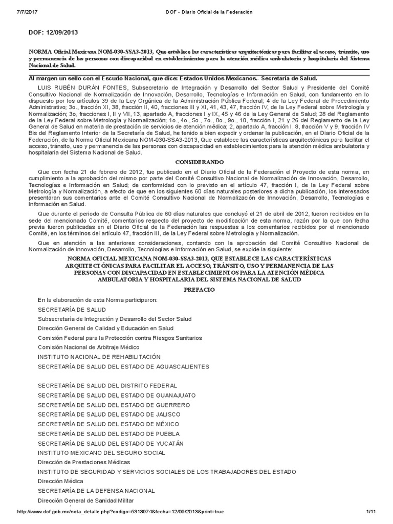 Nom 030 Ssa3 2013 | PDF | México | Invalidez