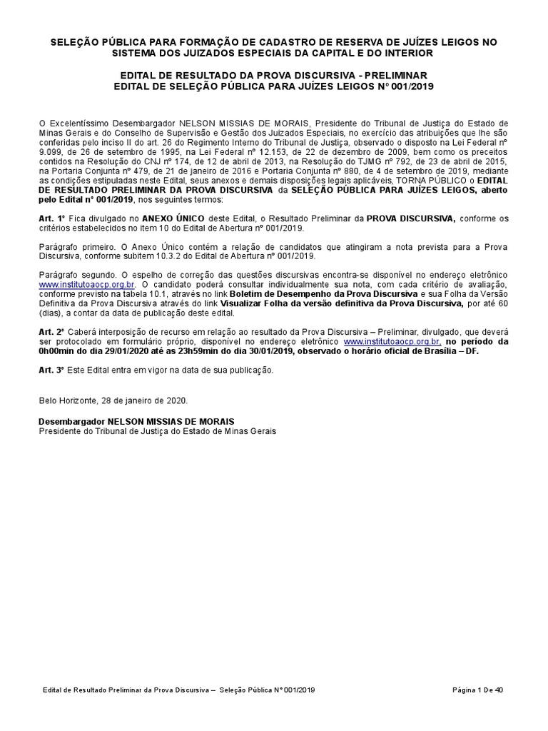 Ed Result Prel Disc Juizes | PDF