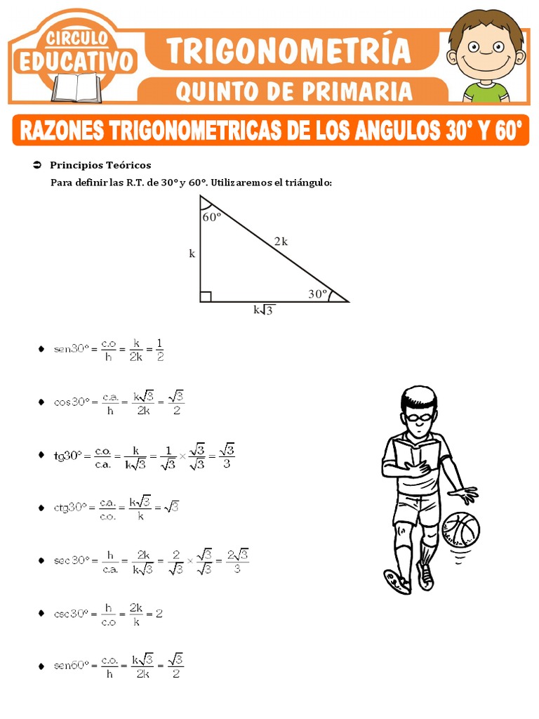 Razones Trigonometricas de Los Angulos 30° y 60° para Quinto de ...