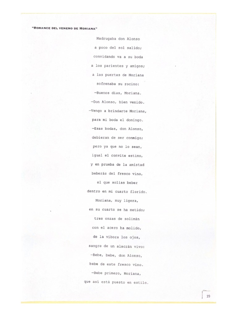 "Romance Del Veneno de Moriana" 2 | PDF