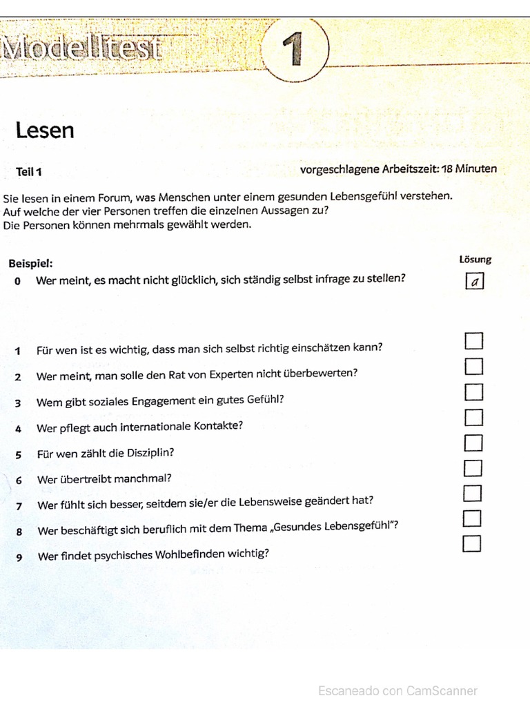 Modelltest 1goethe Zertifikat-Testbuch B2 | PDF