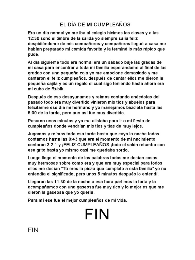 Crónica El Día de Mi Cumpleaños | PDF