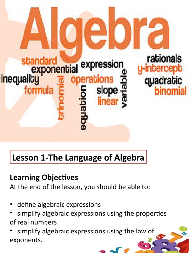 2 Lesson 1.1 Language of Algebra | PDF