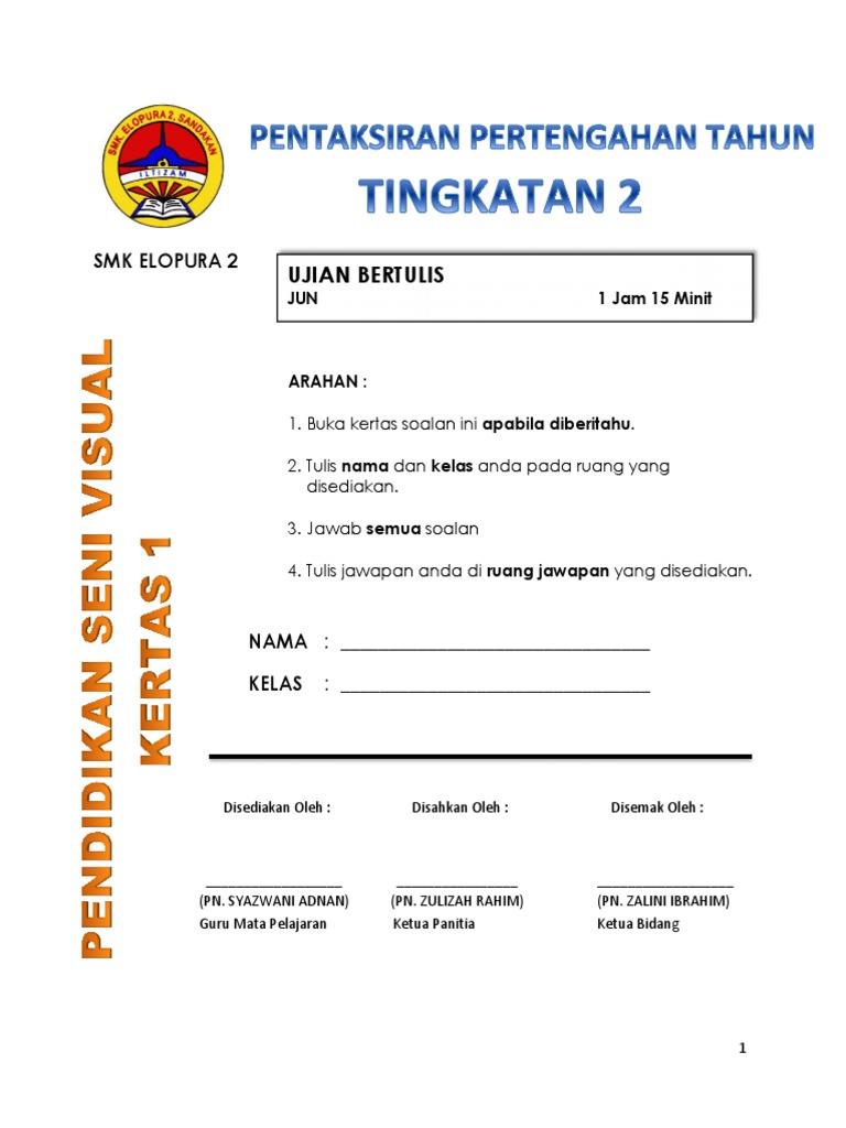 Ujian Pendidikan Seni Visual Tingkatan 2 | PDF