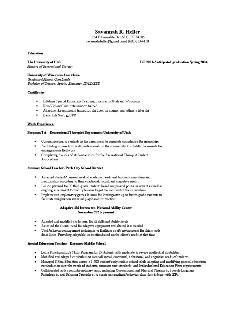 resume savannah heller | PDF