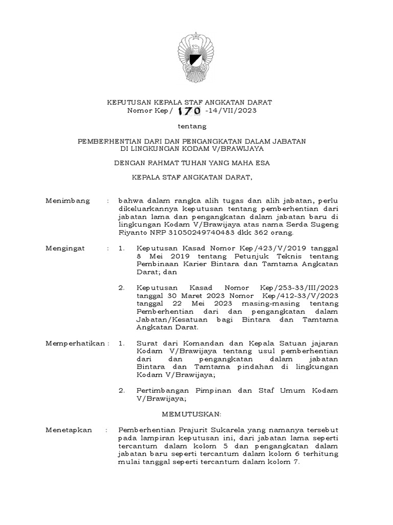 No Kep 170 Vii 2023 New | PDF