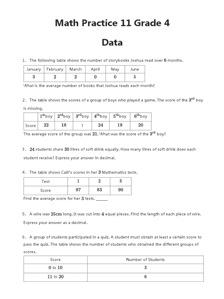 Math Practice 11 Grade 4 | PDF