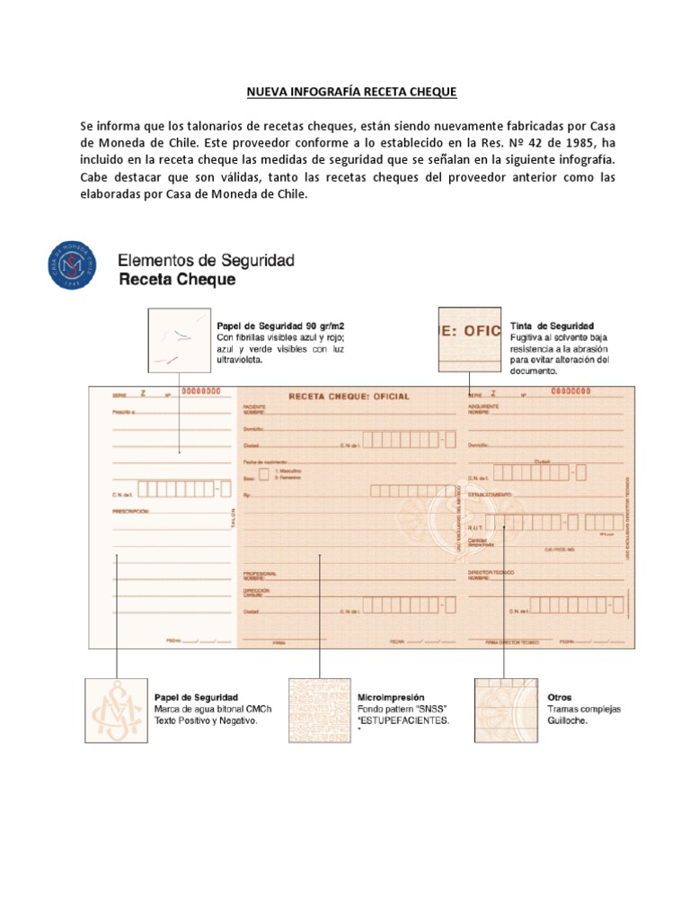 Instructivo NUEVA INFOGRAFIA RECETA CHEQUE | PDF
