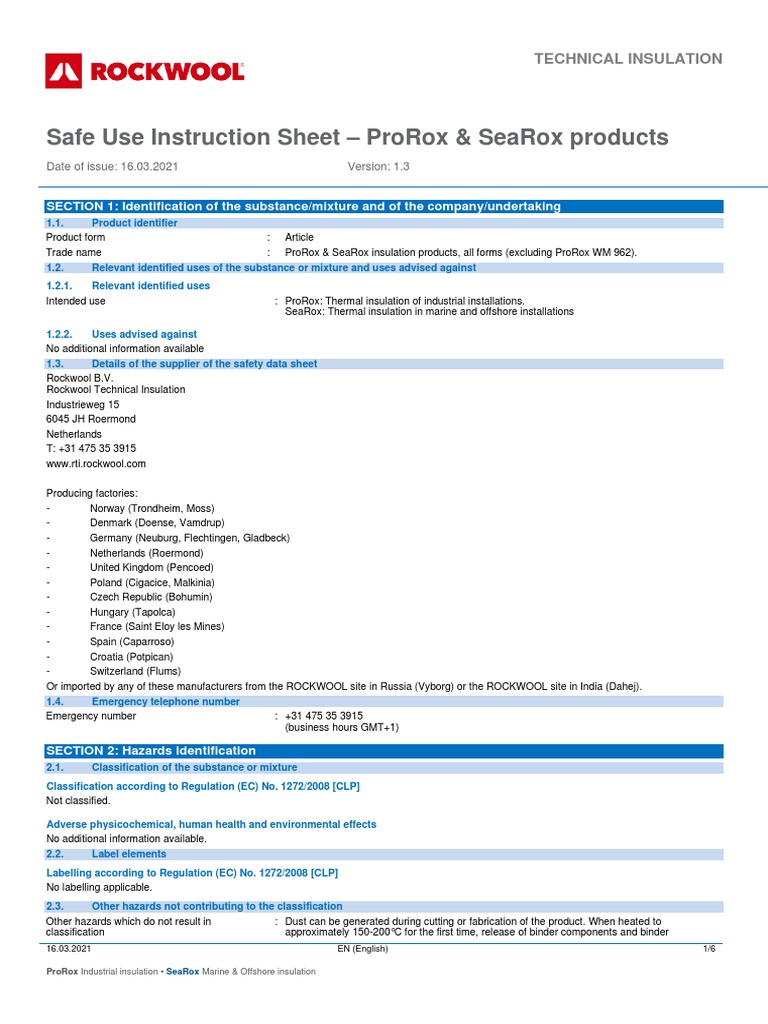 Rw-Ti Certificate Safe Use Instruction Sheet | PDF | Dangerous Goods ...