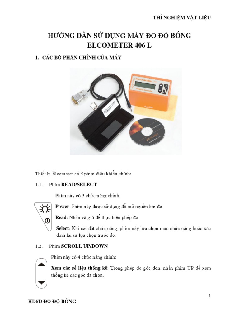 HƯỚNG DẪN SỬ DỤNG MÁY ĐO ĐỘ BÓNG ELCOMETER 406 L | PDF