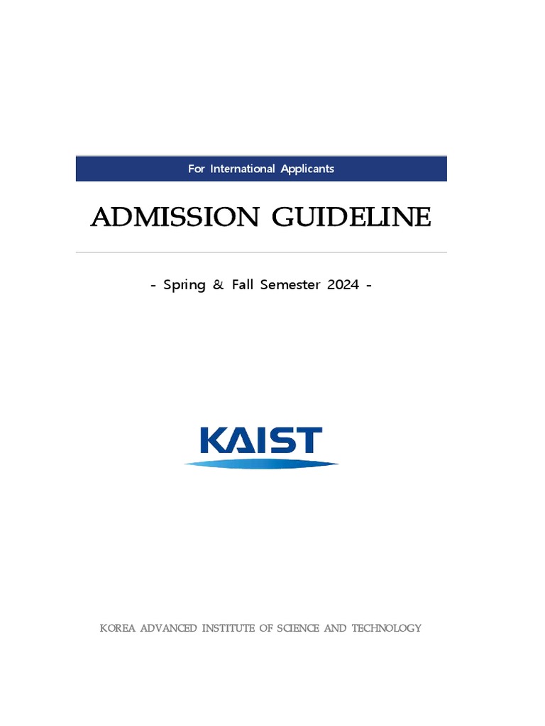 KAIST Admission Guide For International Applicants 2024 | PDF