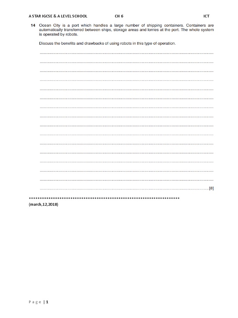 IGCSE Computer Science Chapter 6 Exam Style Questions | PDF