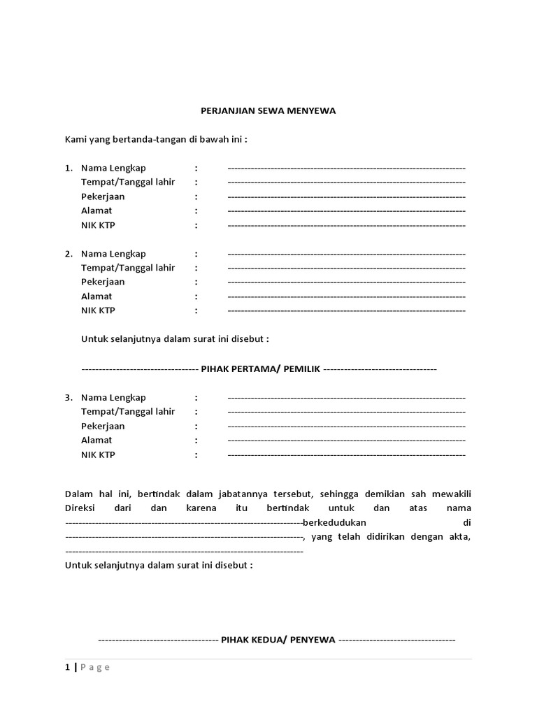 Draft Sewa (Contoh) | PDF