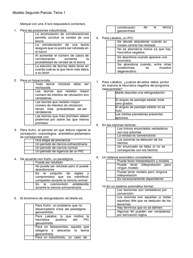 Modelo 2do Parcial. Tema 1 | PDF