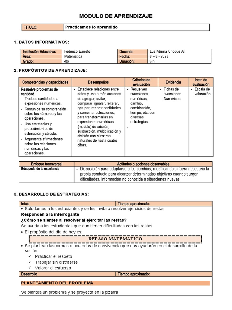 Modulo de Aprendizaje | PDF | Evaluación | Aprendizaje Modulo de Aprendizaje | PDF | Evaluación | Aprendizaje