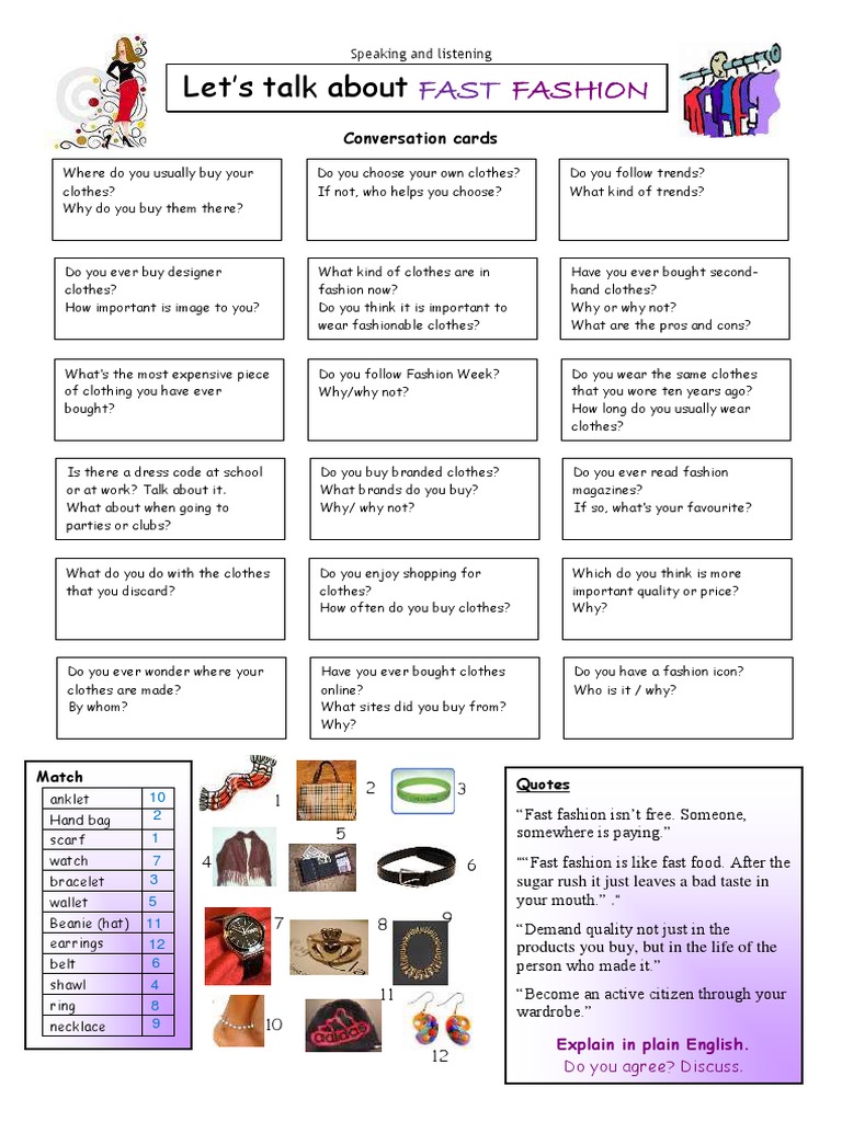 Lets Talk About Fast Fashion Conversation Topics Dialogs - 113247 | PDF ...