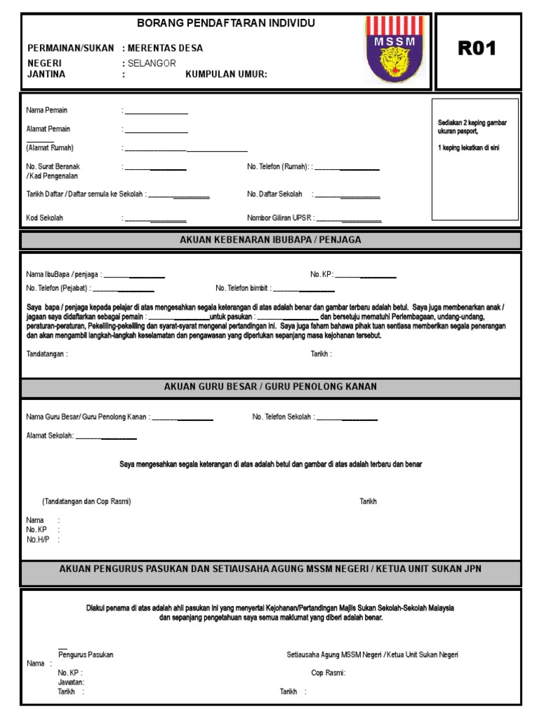 Borang Pendaftaran R01 Terkini | PDF