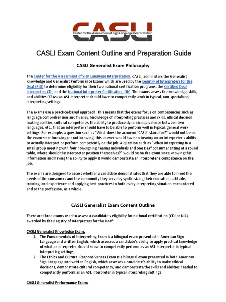 Casli Exam Content Outline - V10.1.20 | PDF