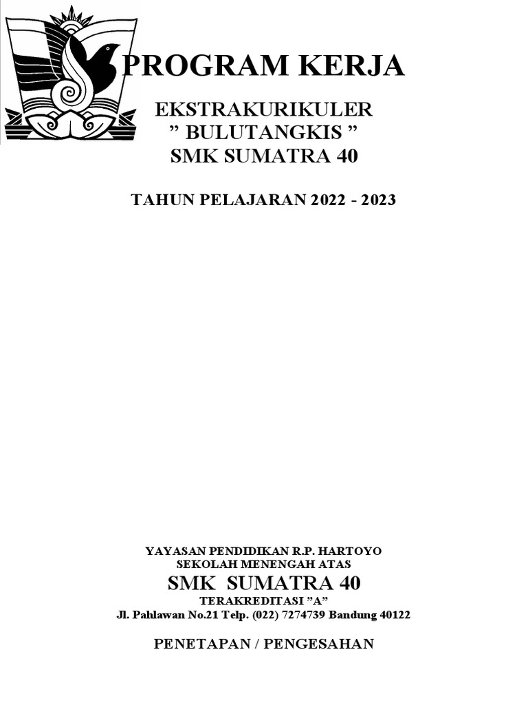 Program Kerja Ekskul Bulutangkis 2022 - 2023 | PDF