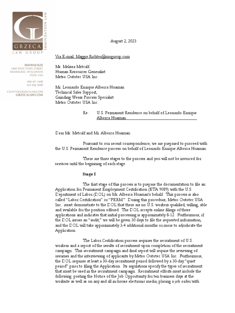 PERM Rep Letter (E. Alberca Huaman) - Encrypted | PDF